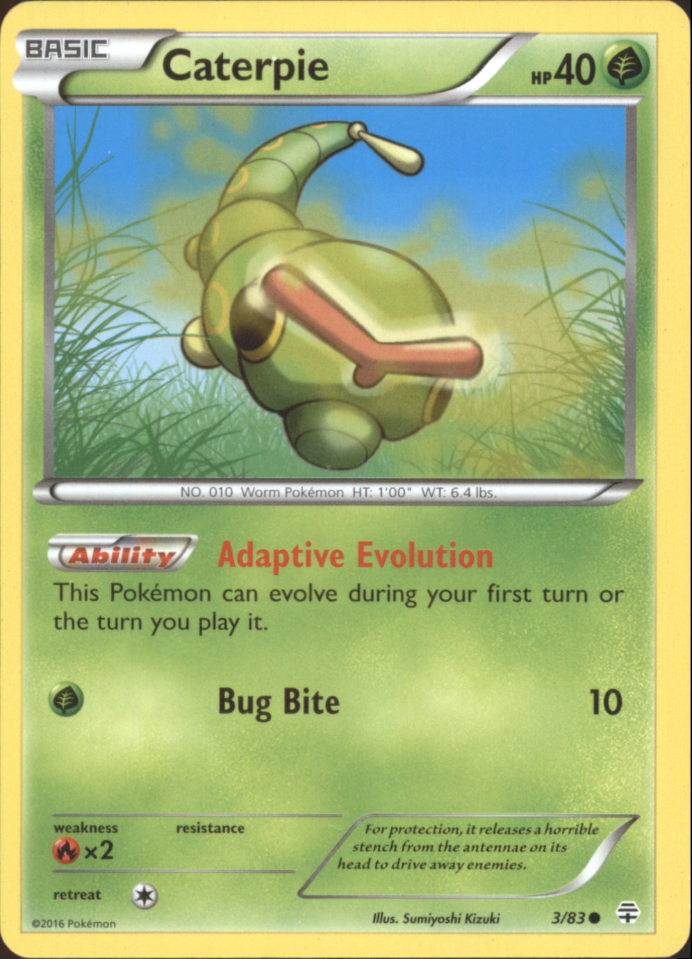 CATERPIE Pokemon GENERATIONS Common Card # 3/83