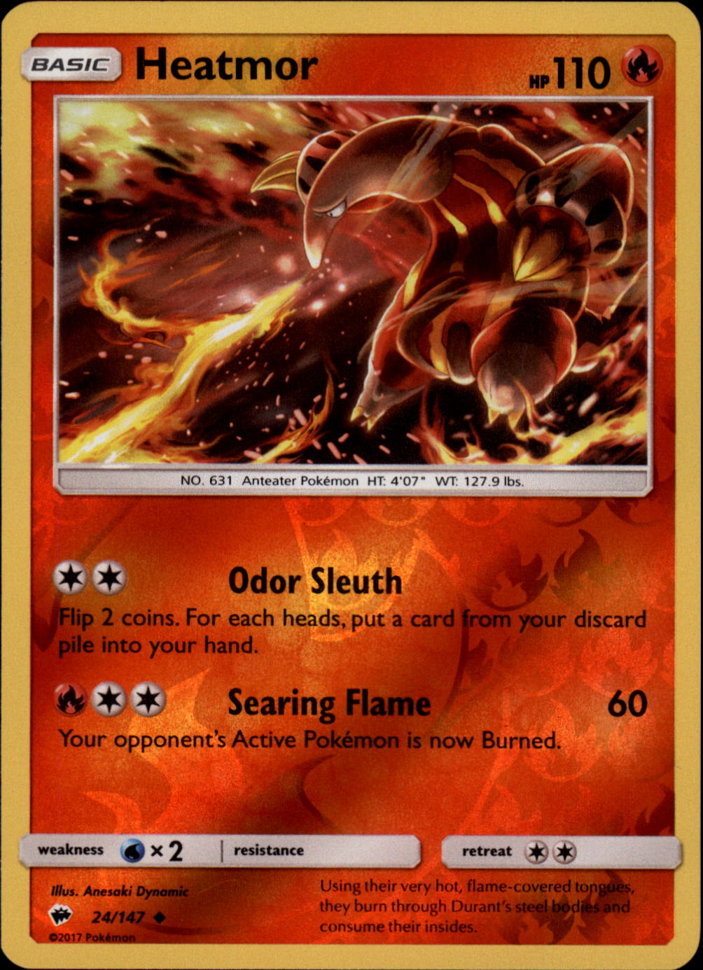 HEATMOR Pokemon SM03 Sun & Moon Bruning Shadows Uncommon PARALLEL FOIL ...