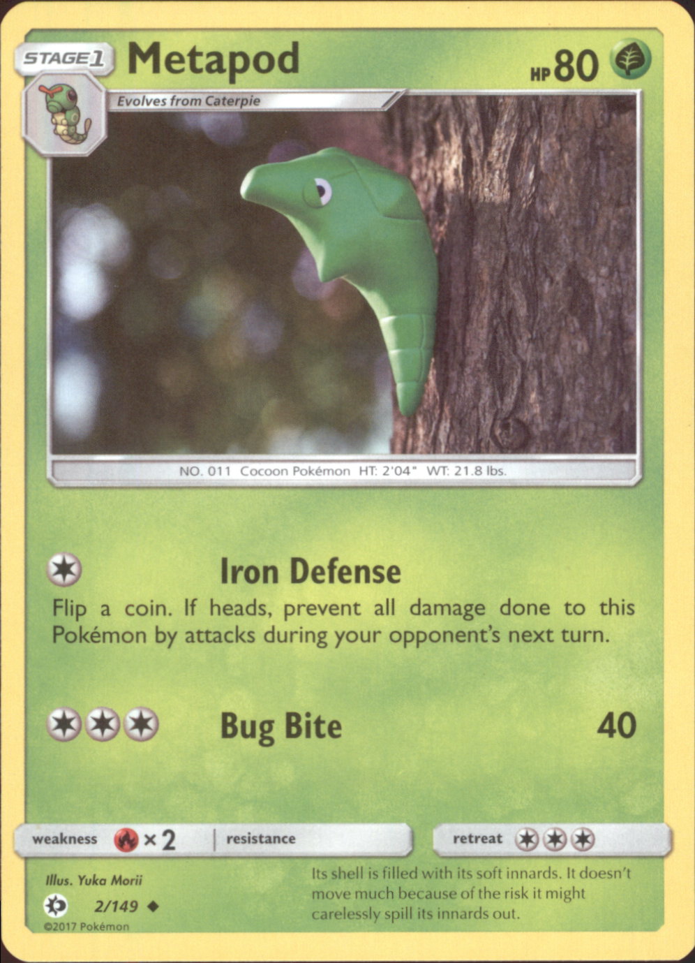 METAPOD Pokemon Sun & Moon Base Set Uncommon Card # 2