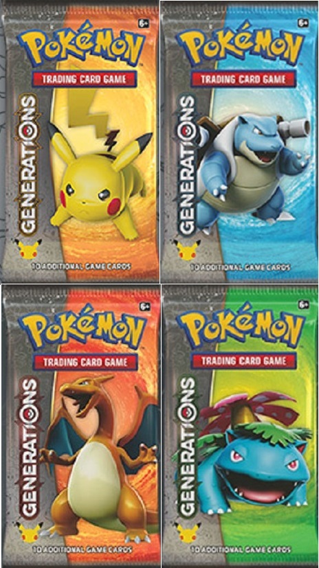 Pokemon GENERATIONS FOUR BOOSTER PACKS containing 10 Pokemon Cards each ...