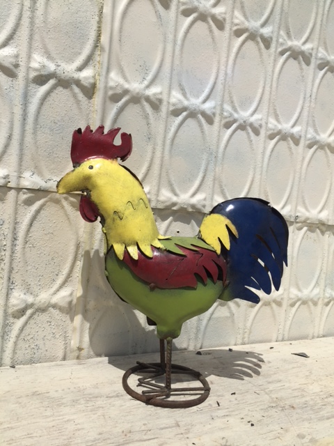 12" Metal Rooster Statue - Recycled Sculpture