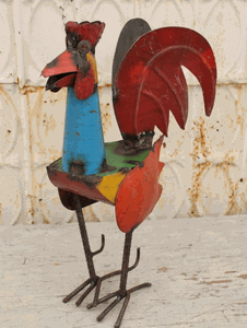 17.5" Small Recycled Metal Rooster
