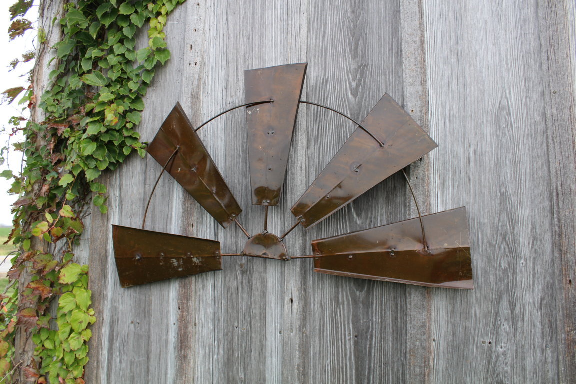 23" Rustic Metal Half Windmill Country Farm or Barn Wall Art