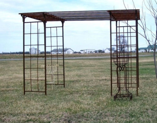 84" t x 92" w x 142" Wrought Iron Mission Pergola