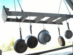 Rustic Wood 5 Step Ladder Pot Rack - Laundry Organization