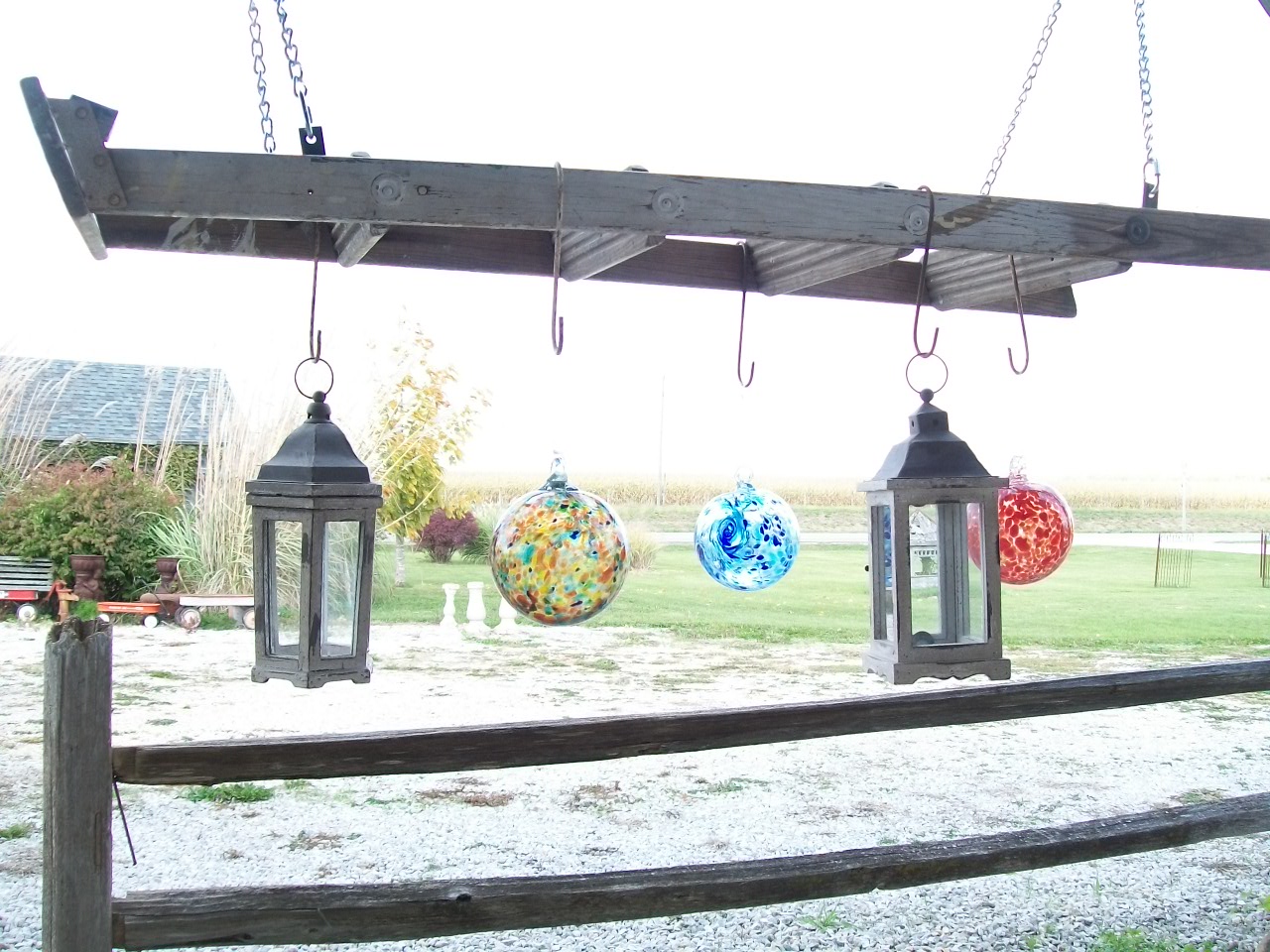 Rustic Wood 5 Step Ladder Pot Rack - Laundry Organization
