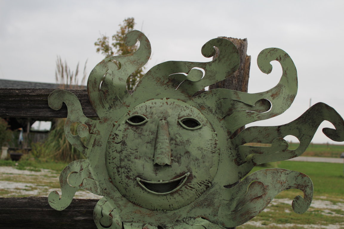 Large Flying Sun Face - Recycled Metal Art - Garden Ornament