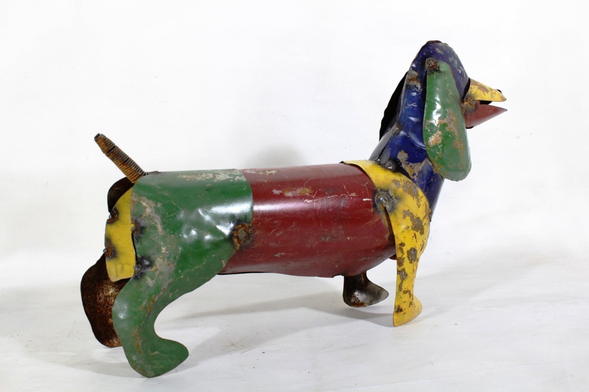 Large Recycled Metal Dachshund Dog Yard Art