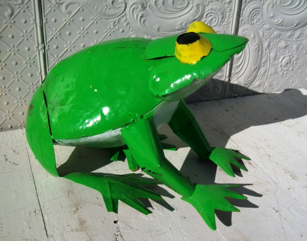 Medium Tin Frog - Recycled Metal Art - Garden Ornament