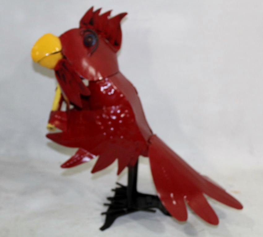 Metal Cardinal Holding Bat Lawn Decoration