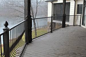 Metal Deck Railing Installed - Wrought Iron Balusters