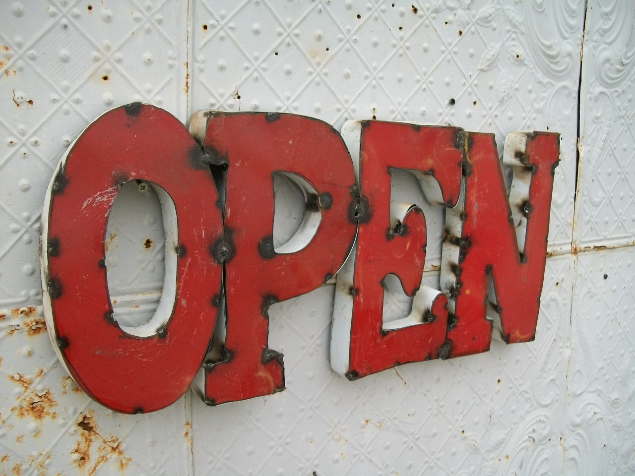 Open Metal Red 3D Sign Decorative Wall Art