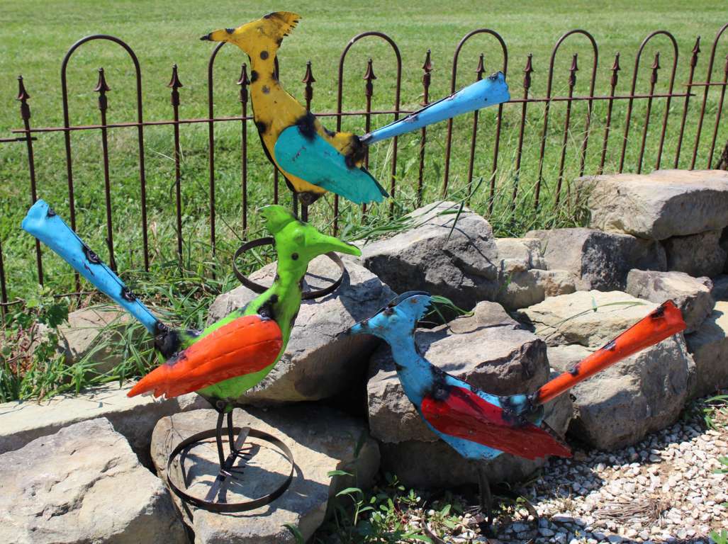 Recycled Metal Colorful Roadrunner Yard Art