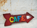 Rustic Metal 3D Cafe Sign Decorative Wall Art
