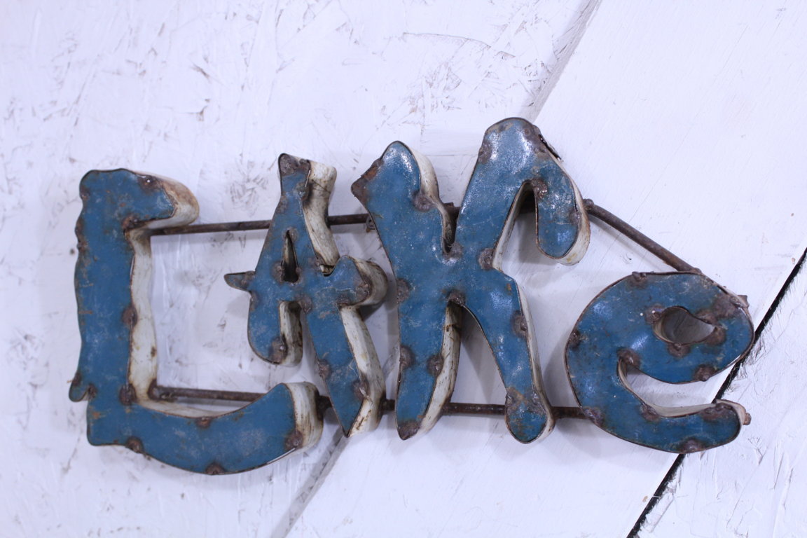 Rustic Metal Mini Lake Sign Decorative Wall Art