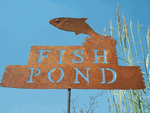 Rustic Tin Fish Pond Sign - Decorative Stake