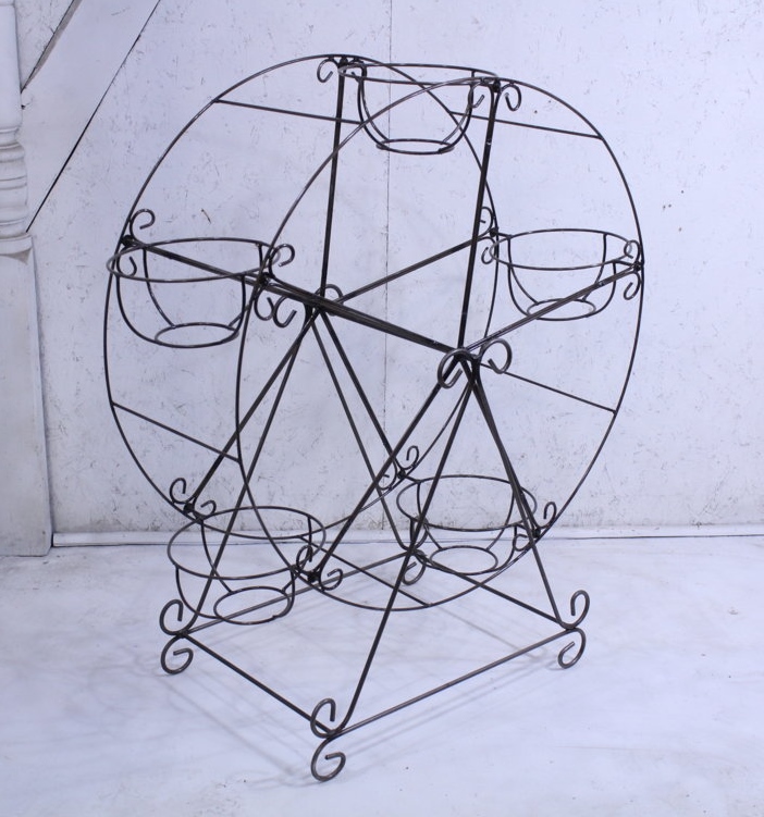 Wrought Iron Ferris Wheel Decorative Pot Container