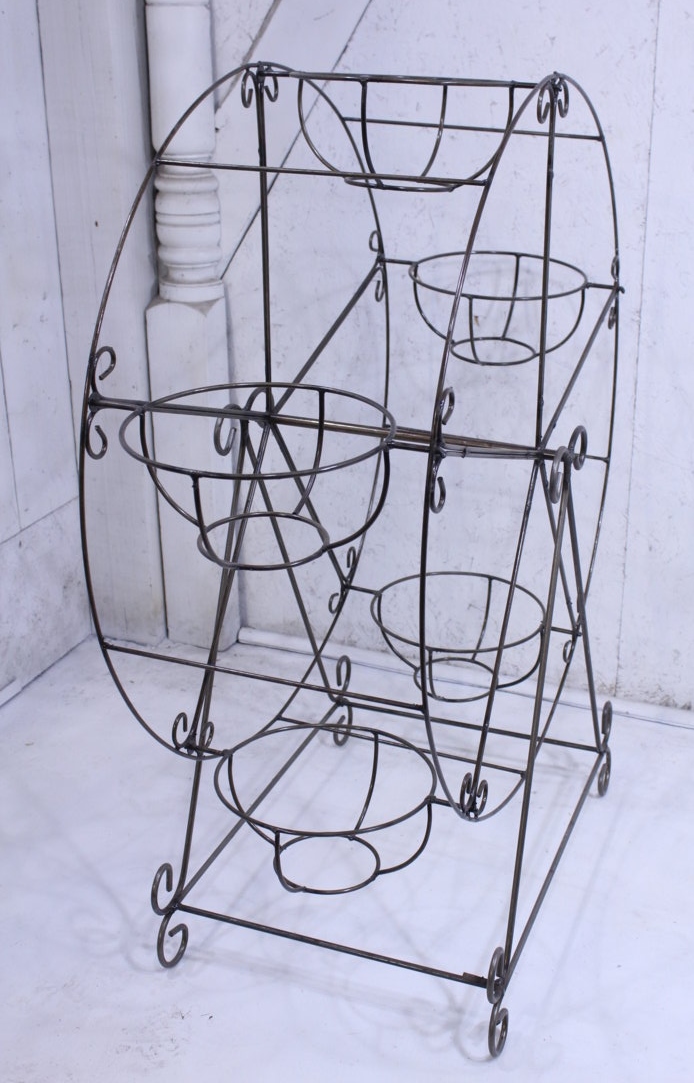 Wrought Iron Ferris Wheel Decorative Pot Container