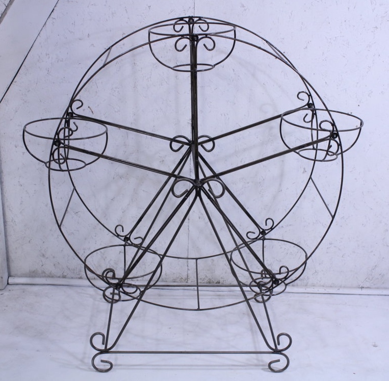 Wrought Iron Ferris Wheel Decorative Pot Container