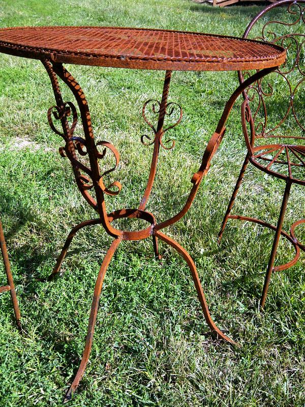 Wrought Iron Mesh Topped Patio Tables