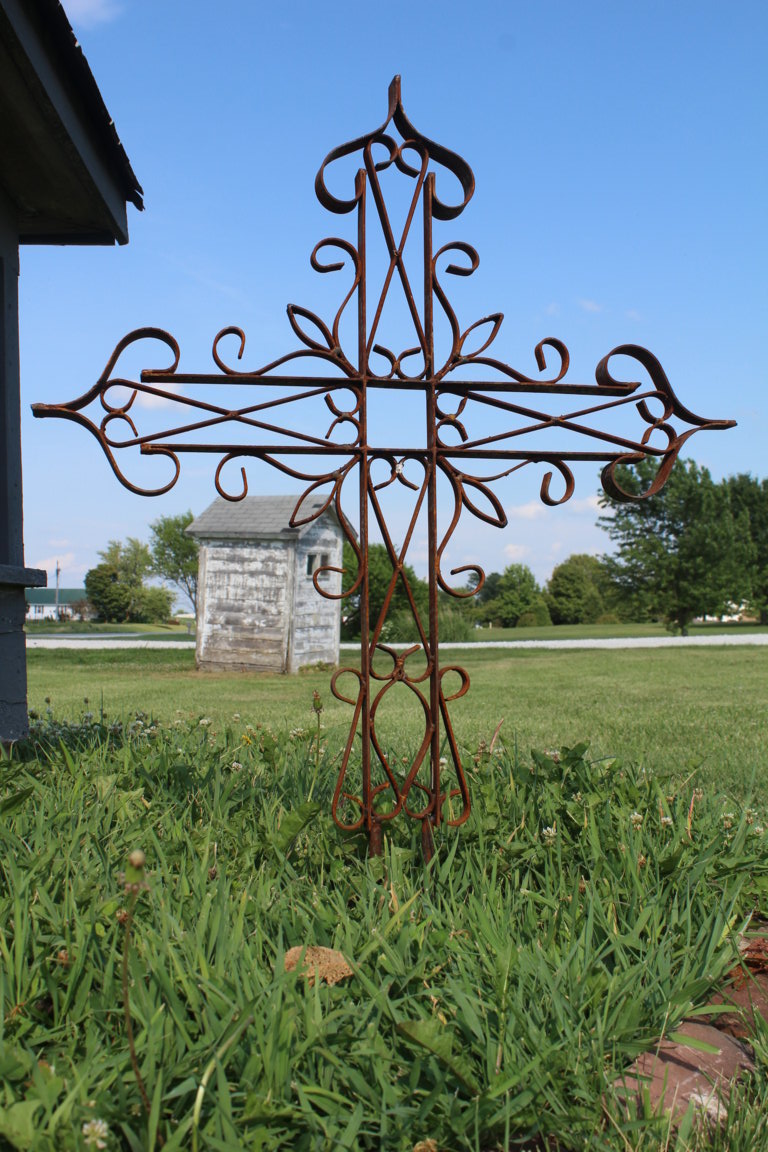 Wrought Iron Small Cross - Yard Ornament - Cemetery Decoration