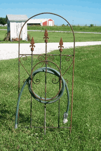 53" Tall Wrought Iron Trellis with Hose Winder