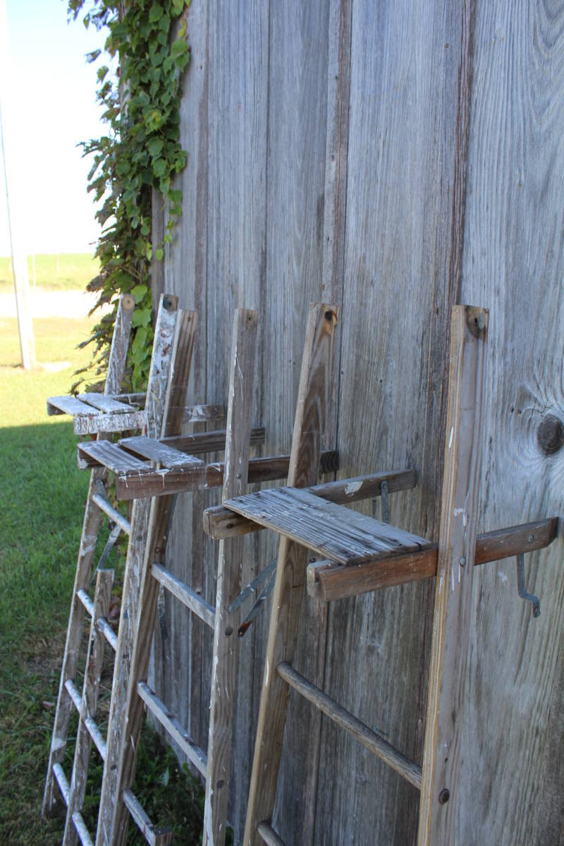 You Get 3 Vintage Ladder Backs with Shelves