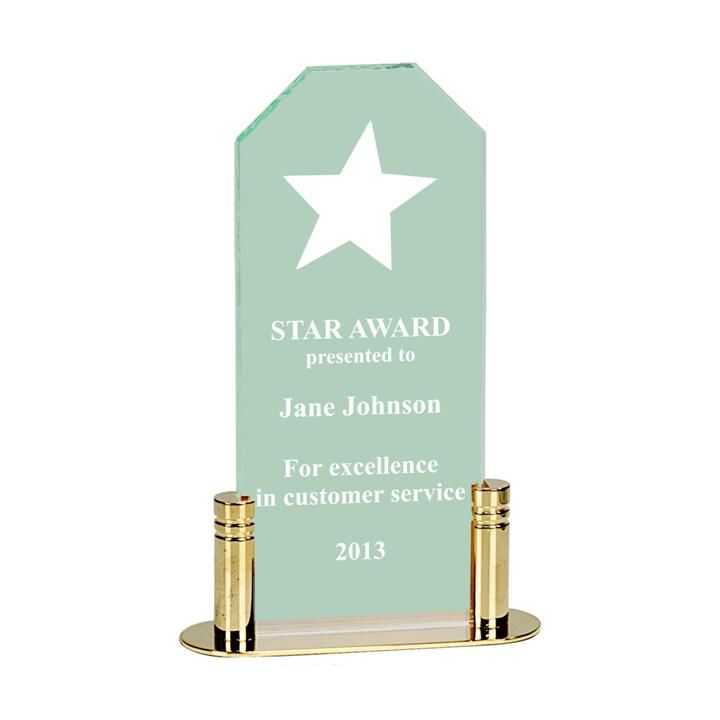 Jade Acrylic Rising Star Trophy with Brass Base | TrophyCentral