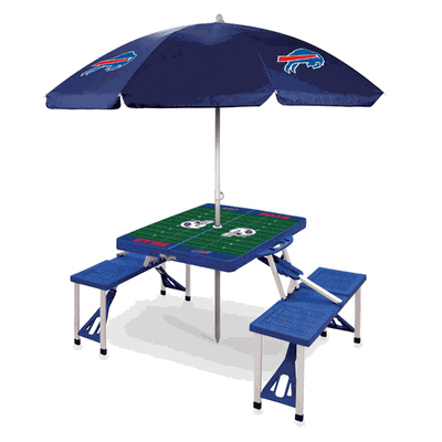 Buffalo Bills Picnic Table with Umbrella - Blue