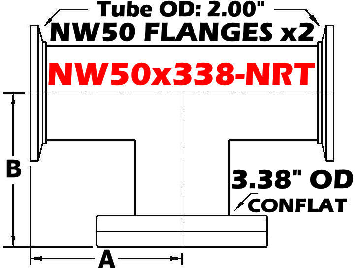 NW50 To 3.38" OD Conflat Non-Reducing Tee NW50x338-NRT