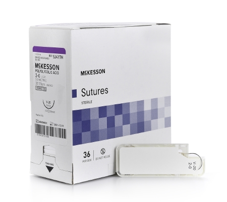 Suture with Needle Absorbable Braided, Polyglycolic Acid Size 2-0 , 36 ...