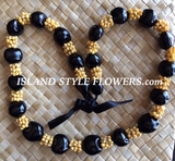 Hawaiian Kukui Necklace with Cowrie Rings - Shell Lei Necklace