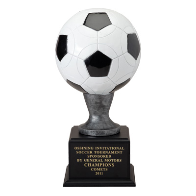 16 Inch Resin Colored Soccerball Trophy-With Black Plate