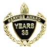 1-1/4 Inch Gold "Service Award Years 35" with Rhinestone Enameled Lapel Pin