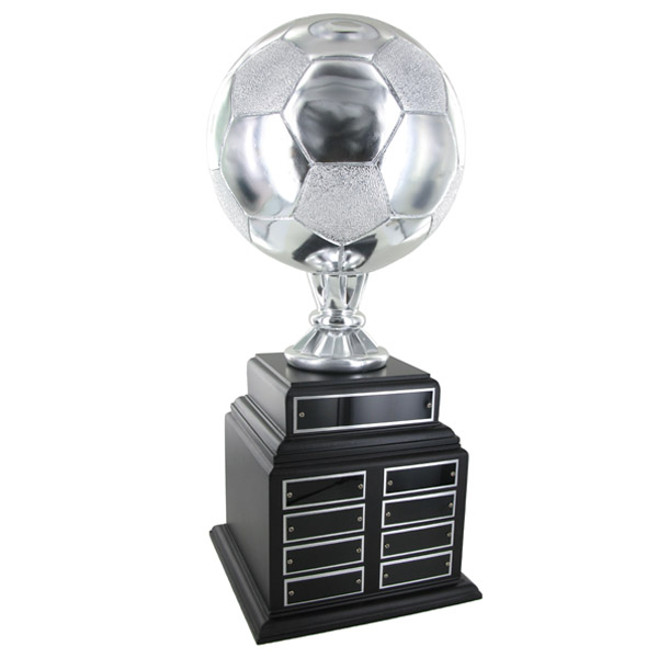 19 Inch Silver Metal Soccerball and Perpetual Trophy
