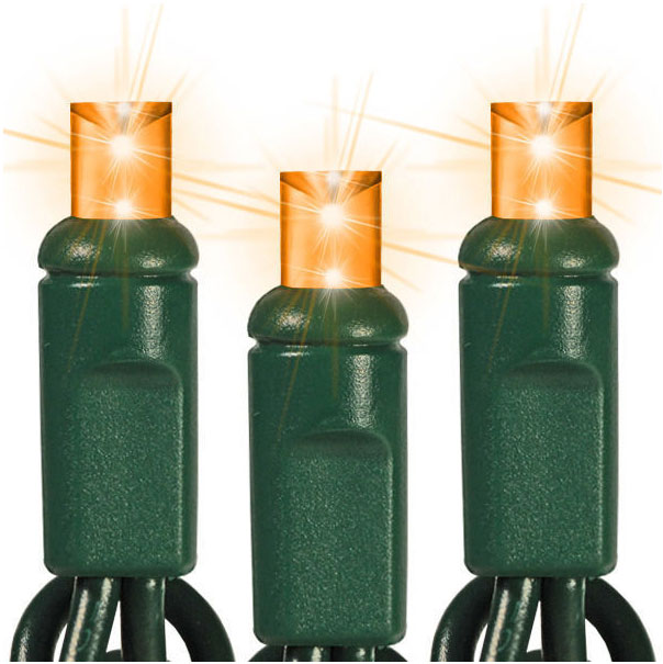 50 LED 5mm Wide Angle String Lights - 6'' Spacing - 25' - Orange