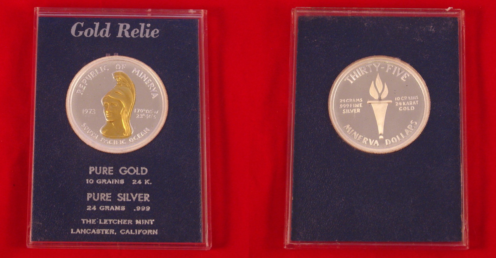 1973 Republic of Minerva Gold and Silver $35 Unc