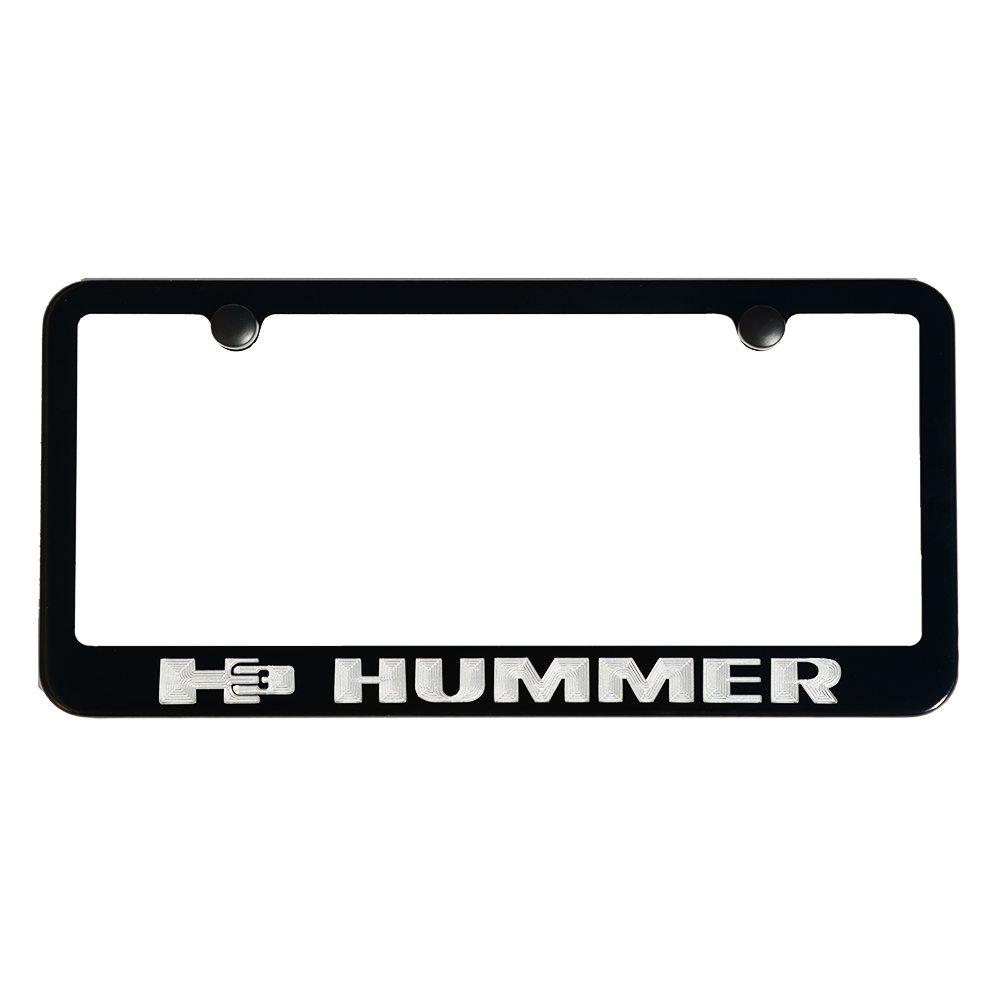Hummer H3 Satin-Black License Plate Frame Silver