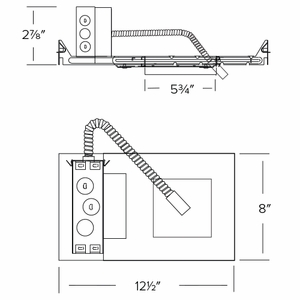 ELCO E5SQLFU20 5" Line Voltage Shallow New Construction Housing for LED ...
