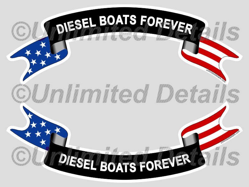 Diesel Boats Forever (DBF) Submarine Rocker and Flag Decal