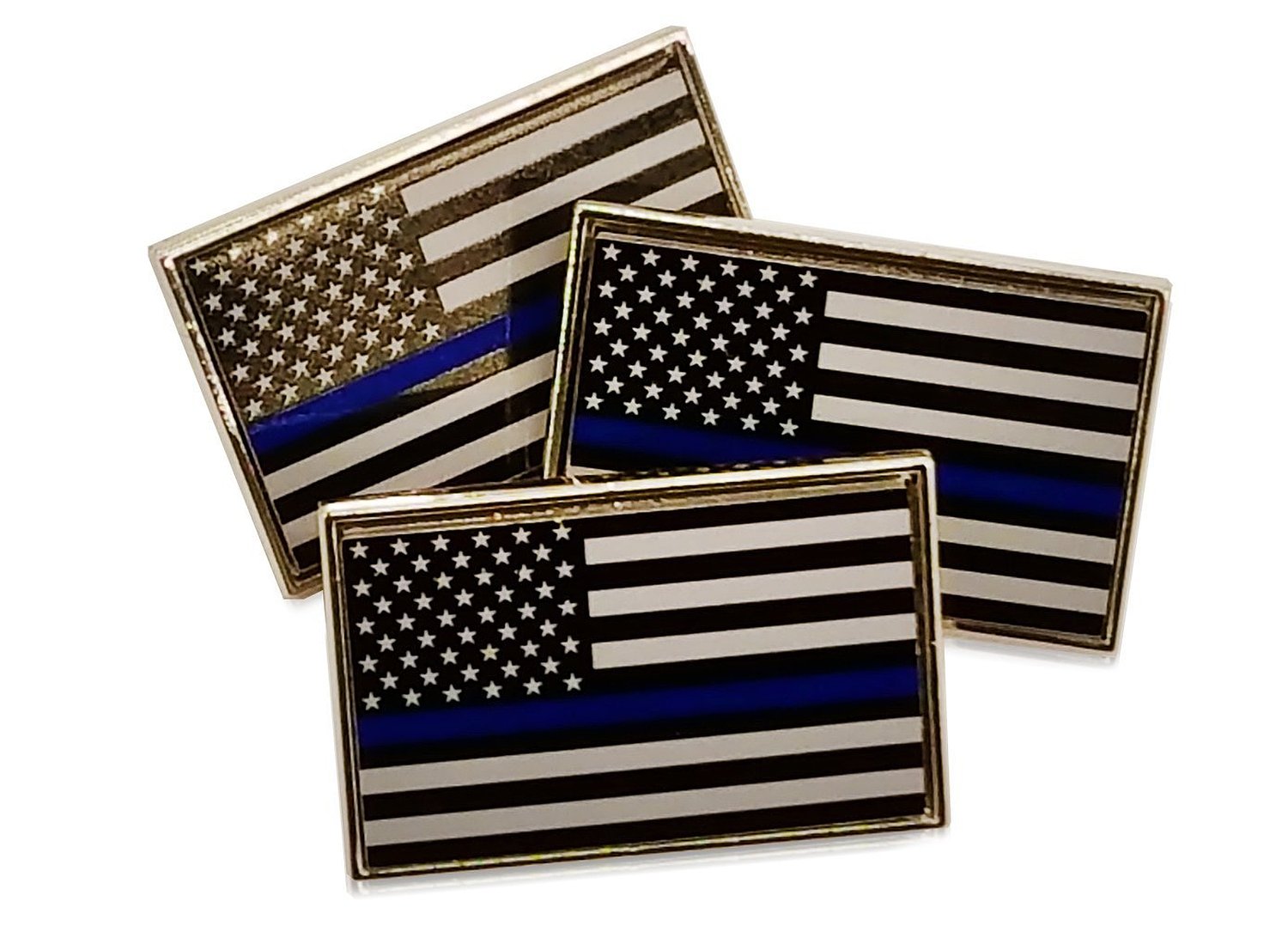 3 Pack of Thin Blue Line American Flag Police Support Lapel Pins Tie ...
