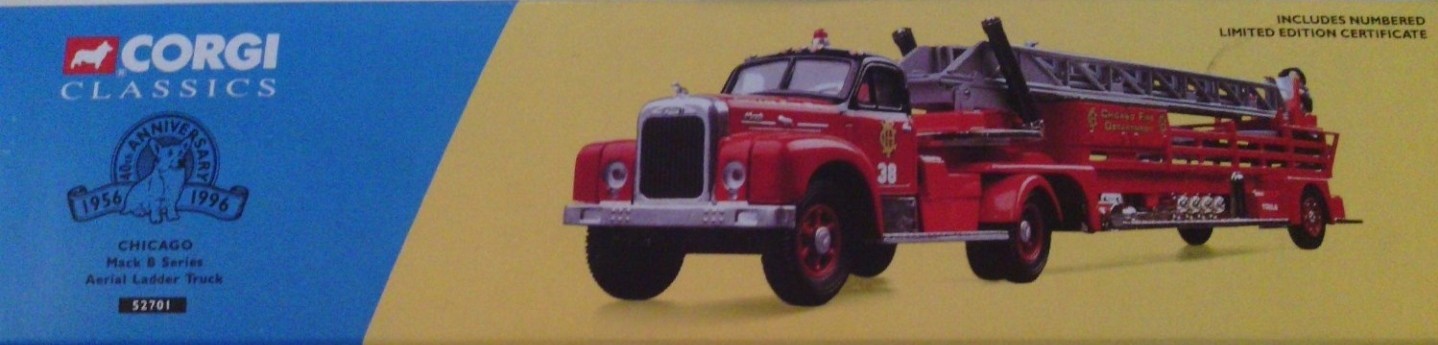 CORGI CLASSICS 1.50 SCALE CHICAGO MACK B SERIES AERIAL LADDER MODEL ...