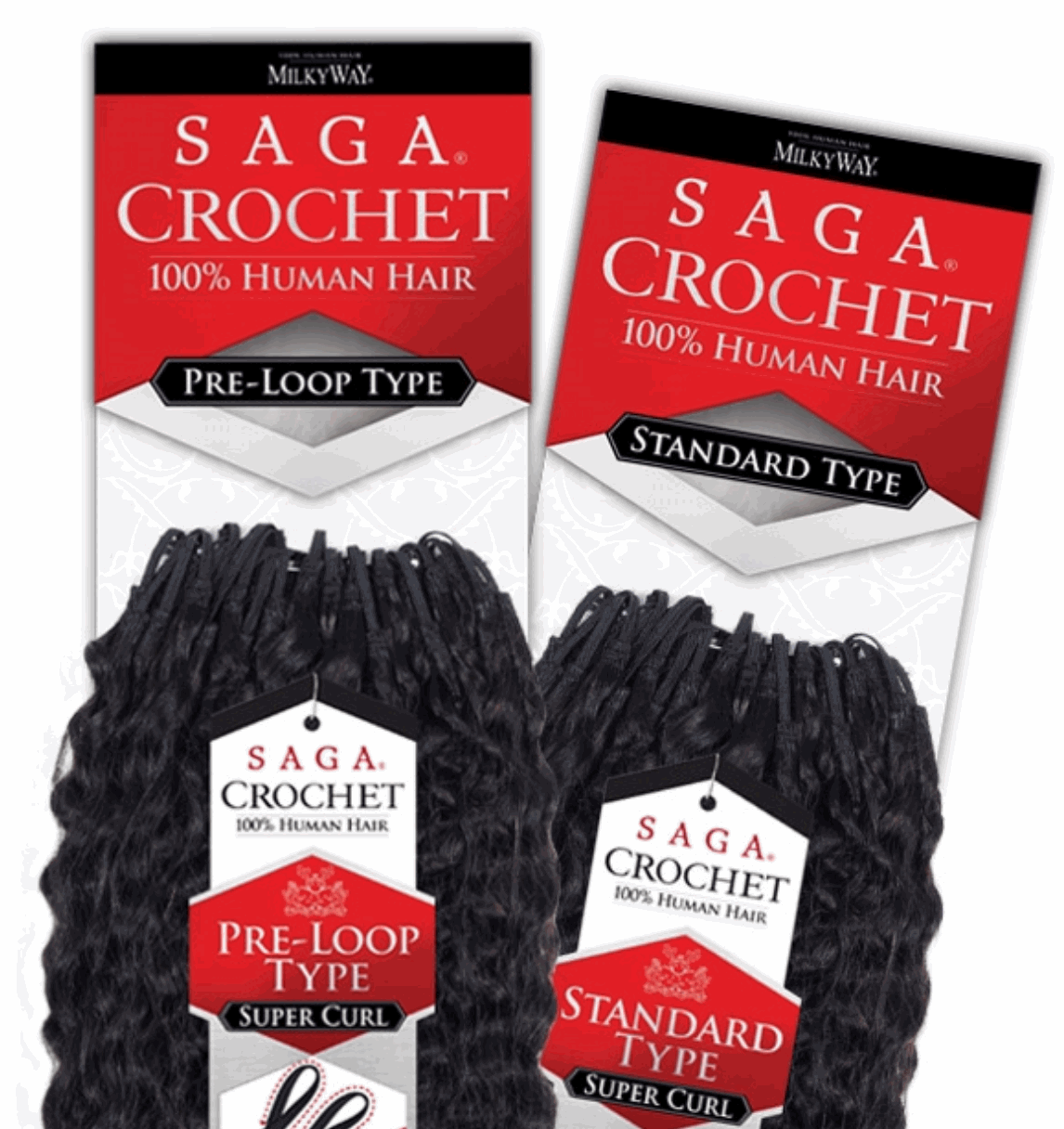 SAGA CROCHET 100% HUMAN HAIR LOOP/STANDARD TYPE BRAIDS