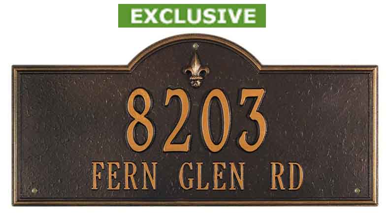 Fleur De Lis Arch Estate Address Plaque by Whitehall