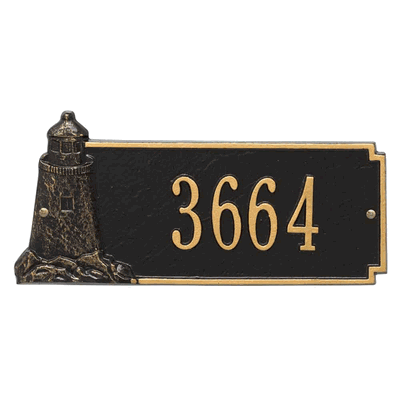 Lighthouse Rectangle Address Plaque by Whitehall