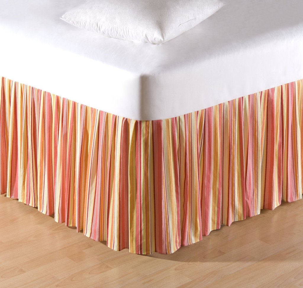 Orange Multi Coral Stripes Dust Ruffle
