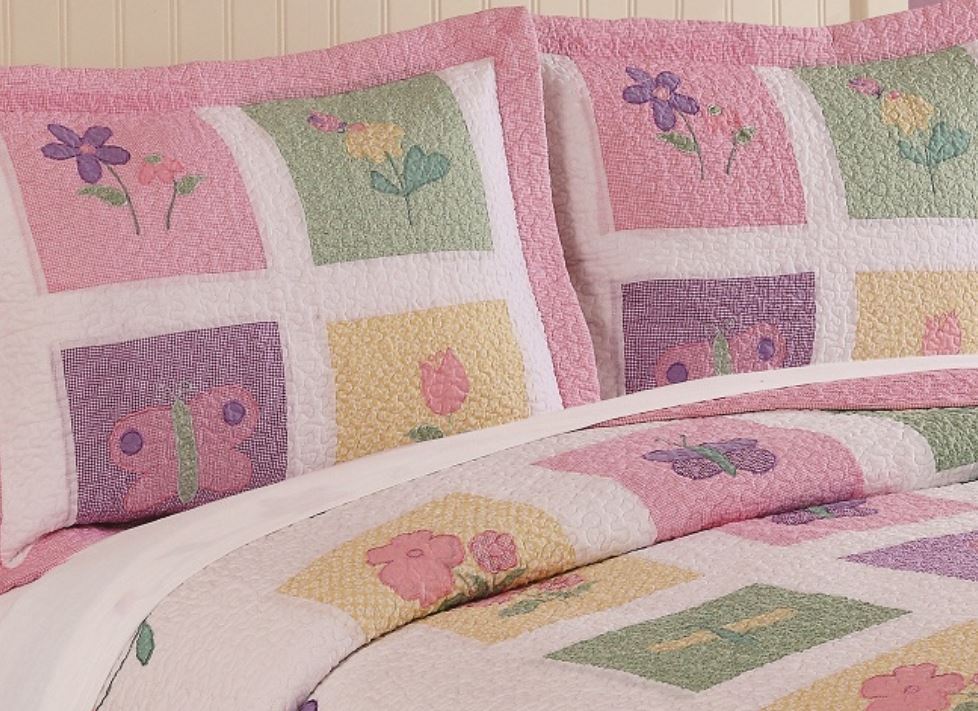 Spring Meadow Purple Flower Quilt Set