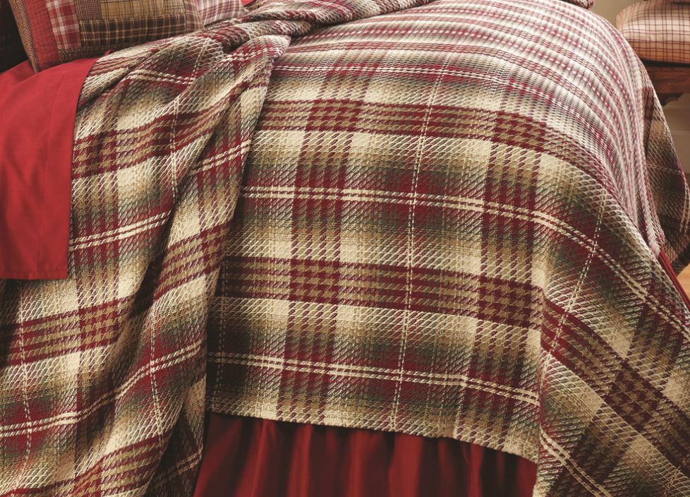 Tacoma Woven Red Plaid Coverlet by VHC Brands