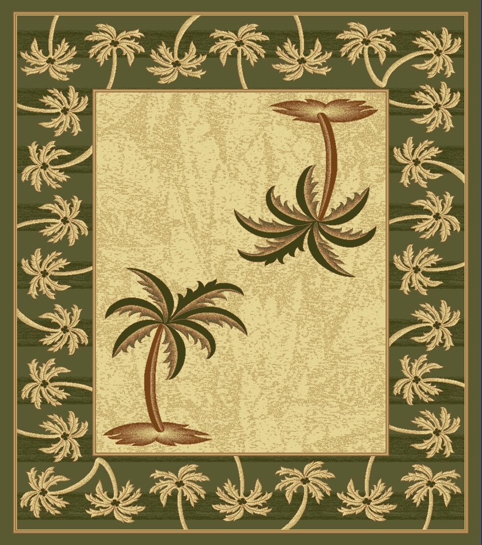 Green Bahamas Palm Tree Rug 2320 - Bahamas Throw Rugs