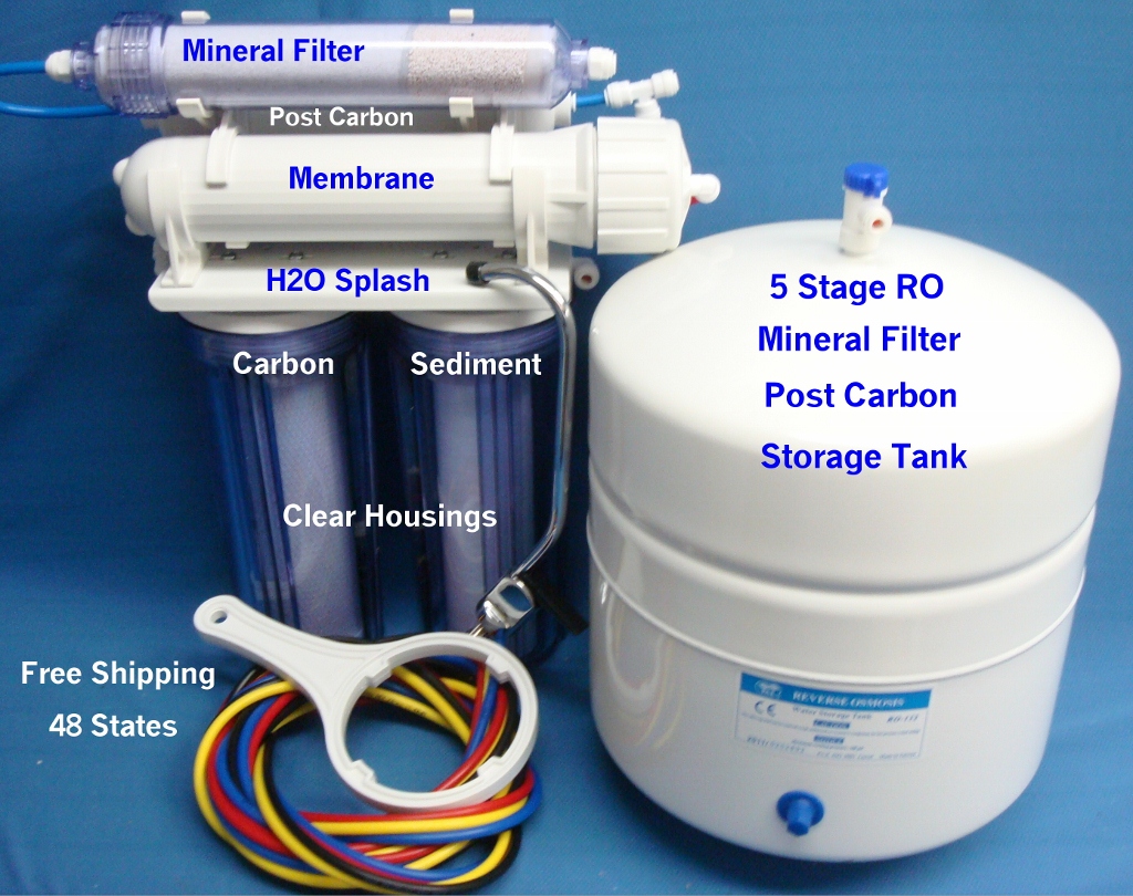 5 Stage RO System Mineral Filter (Clear Housing) With Tank